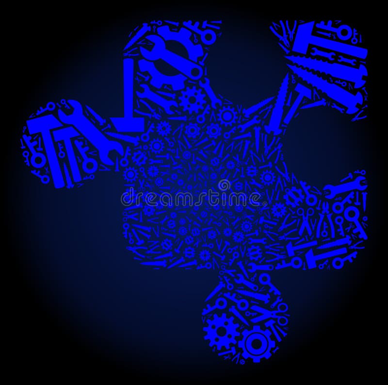 Collage Component of Service Tools in Blue Colors Stock Vector ...