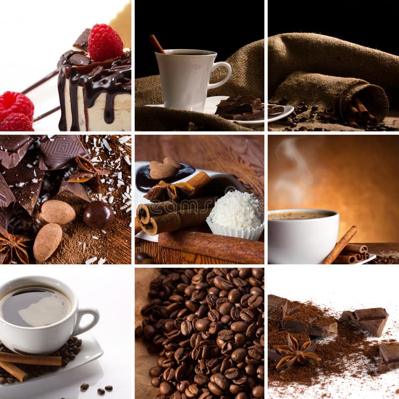 Collage con café foto de archivo. Imagen de frambuesa - 37970956