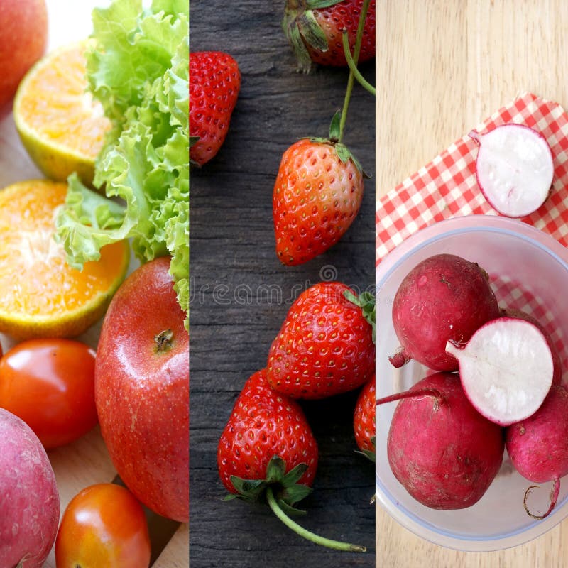 Collage Con Diversas Frutas Y Verduras Foto de archivo - Imagen de ...