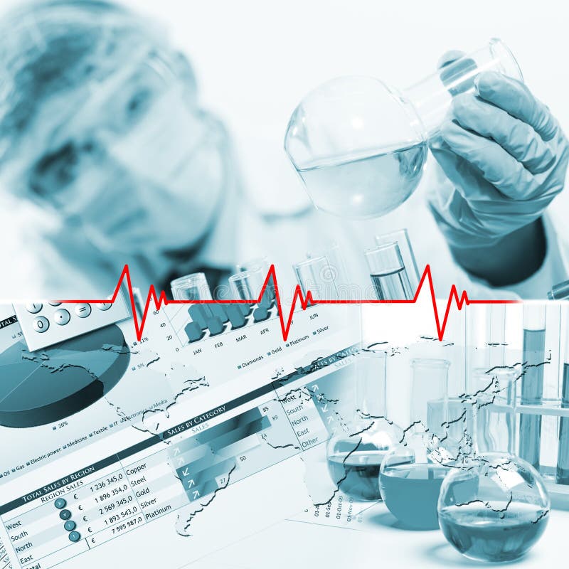 Collage Con El Científico En Laboratorio Imagen de archivo - Imagen de ...