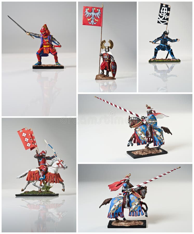 Collage Con Cavalieri E Samurai Fotografia Stock - Immagine di coperta ...