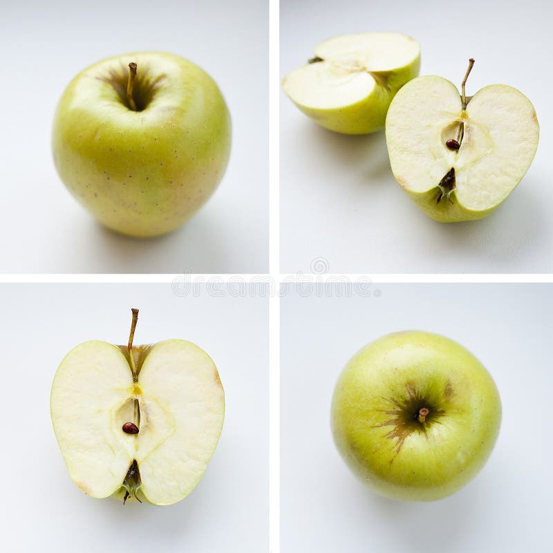 Collage Con Manzana Verde Fea Imagen de archivo - Imagen de vegetariano ...