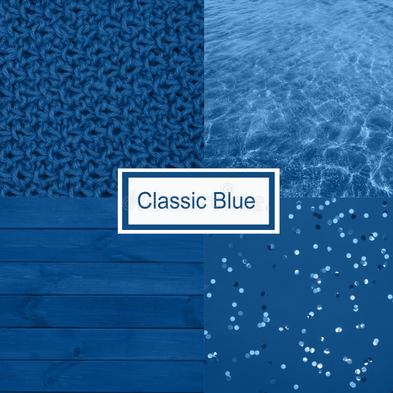 Collage Con Una Textura Azul Dedicada Al Azul Stock de ilustración ...