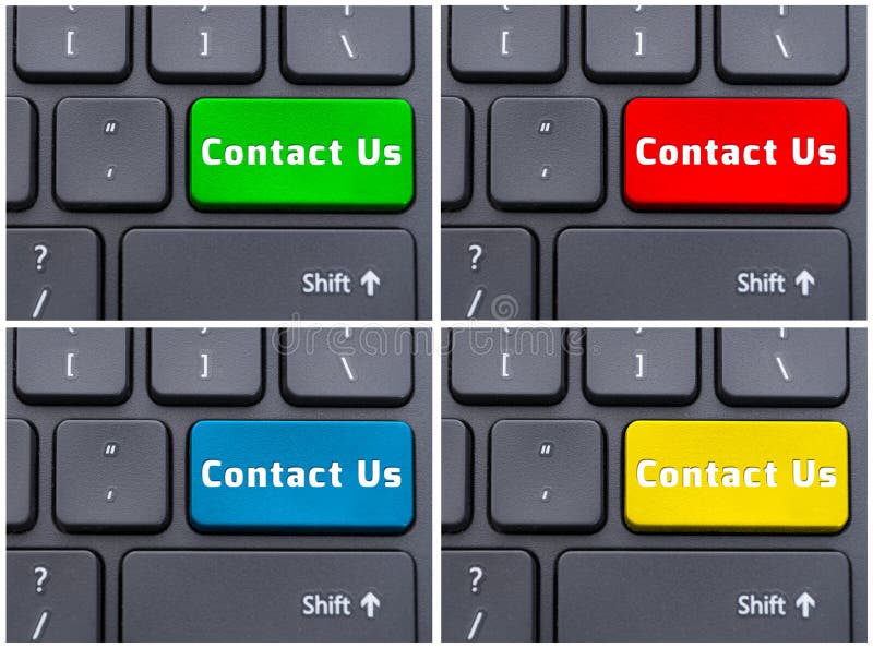 Collage Concept of Contact Us Button on Keyboard Stock Illustration ...