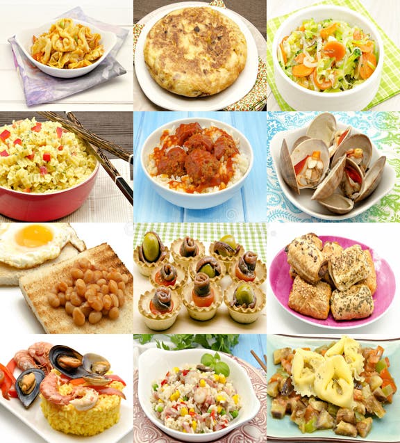 Collage stock photo. Image of noodles, olives, corn, cooking - 43074264