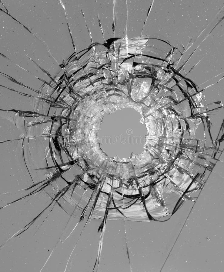 Collage Hole from a Ball in the Glass, Cracks on a White Background ...