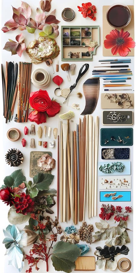Collage of Crafting Materials and Tools Stock Illustration ...