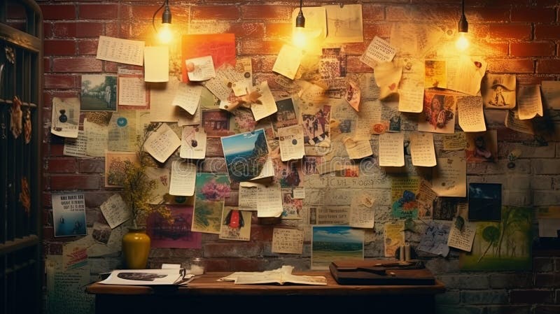 Collage with Creative Ideas and Notes on the Wall Stock Illustration ...