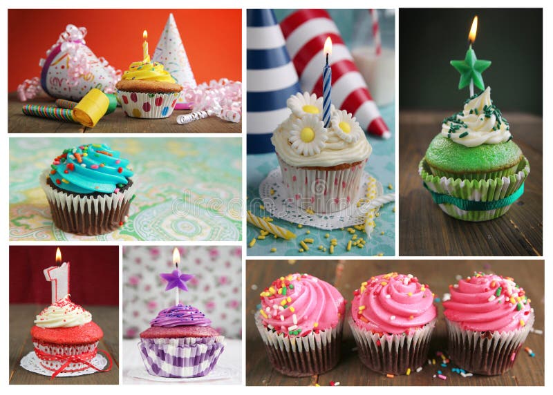 Cupcakes collage stock photo. Image of decorated, candy - 32469790