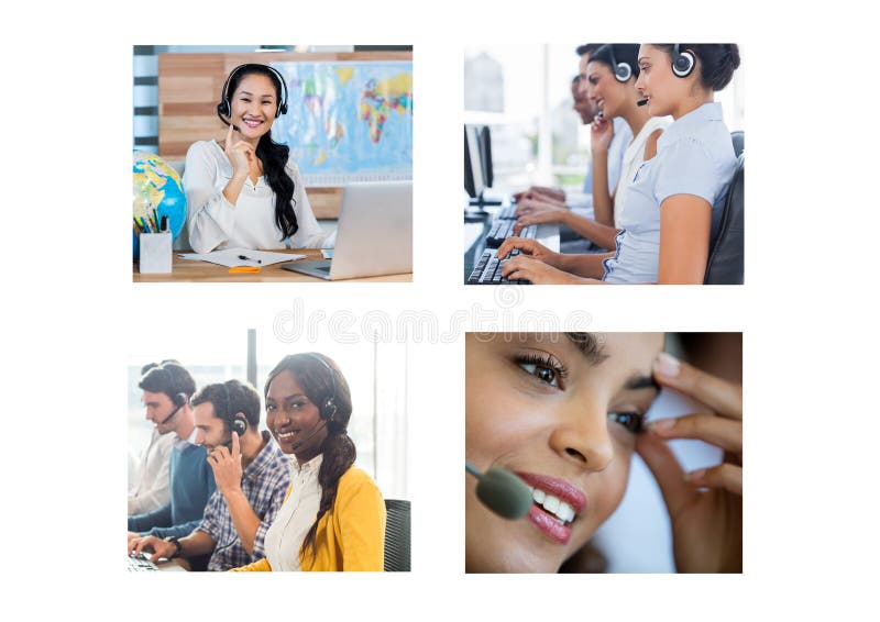 Collage of Customer Service Help Team in Call Center Stock Photo ...