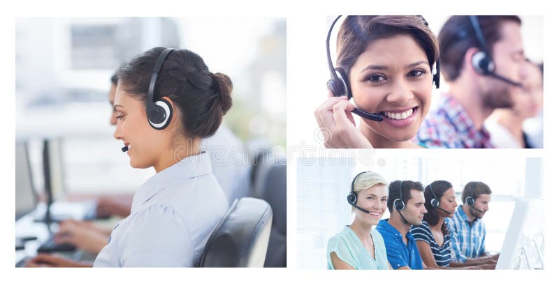 Collage of Customer Service Help Team in Call Center Stock Photo ...