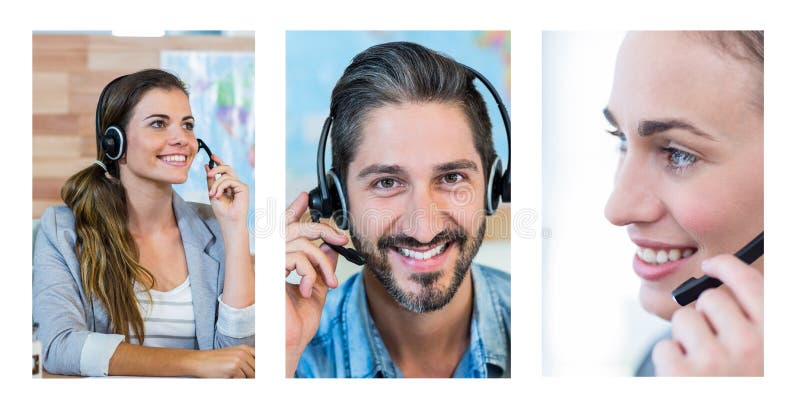 Collage of Customer Service Help Team in Call Center Stock Image ...