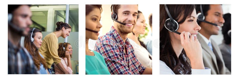 Collage of Customer Service Help Team in Call Center Stock Image ...