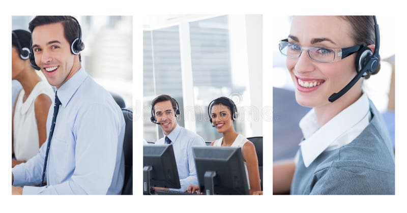 Collage of Customer Service Help Team in Call Center Stock Photo ...