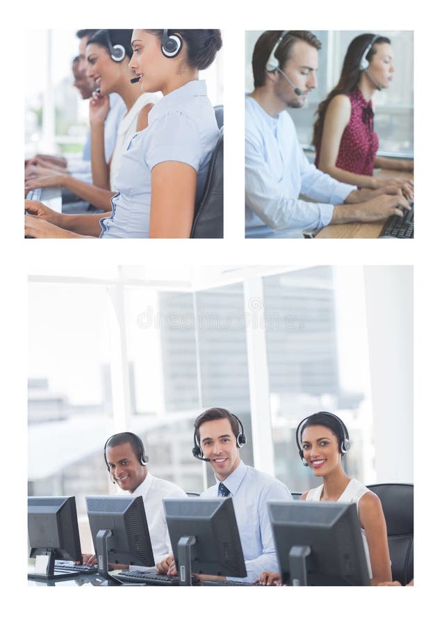 Collage of Customer Service Help Team in Call Center Stock Image ...