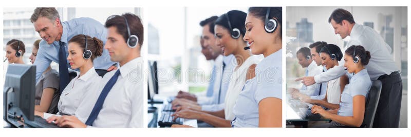 Collage of Customer Service Help Team in Call Center Stock Image ...