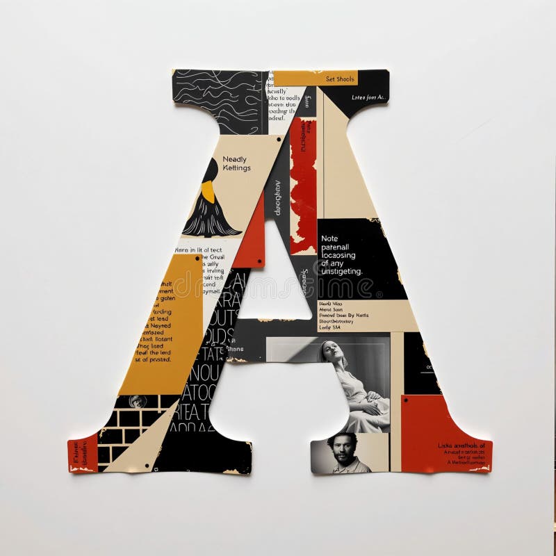 Collage Alphabet a Cut-Out Images Textures Stock Illustration ...