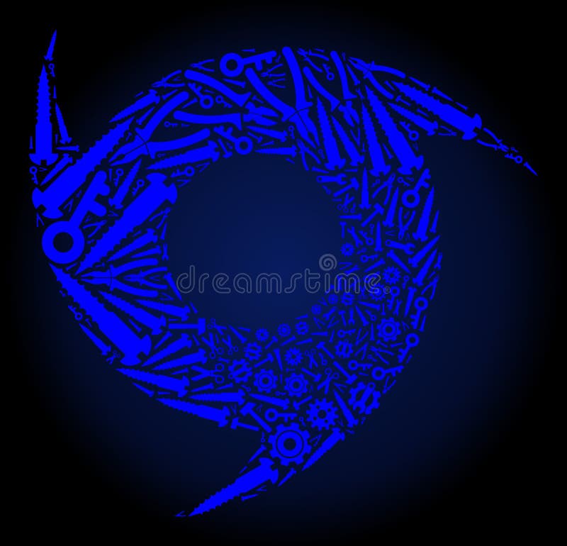 Collage Cyclone of Service Tools in Blue Colors Stock Vector ...