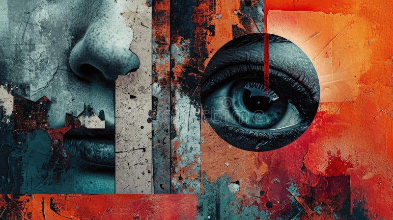 Collage of 2D and 3D Elements, Blending Photography with Abstract ...