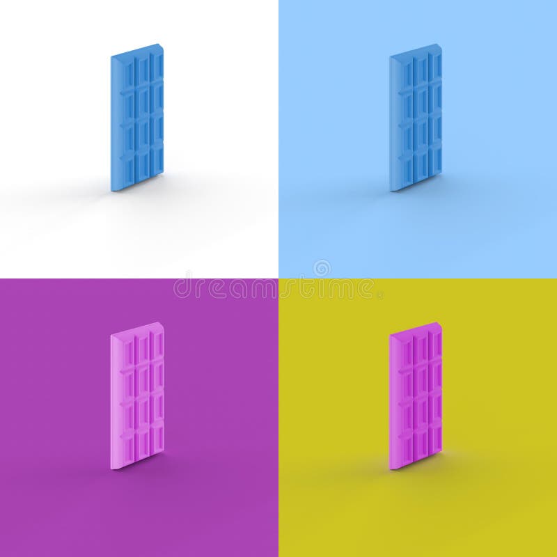 Collage of 3D Rendered Chocolate Bars in Four Different Vibrant Colors ...