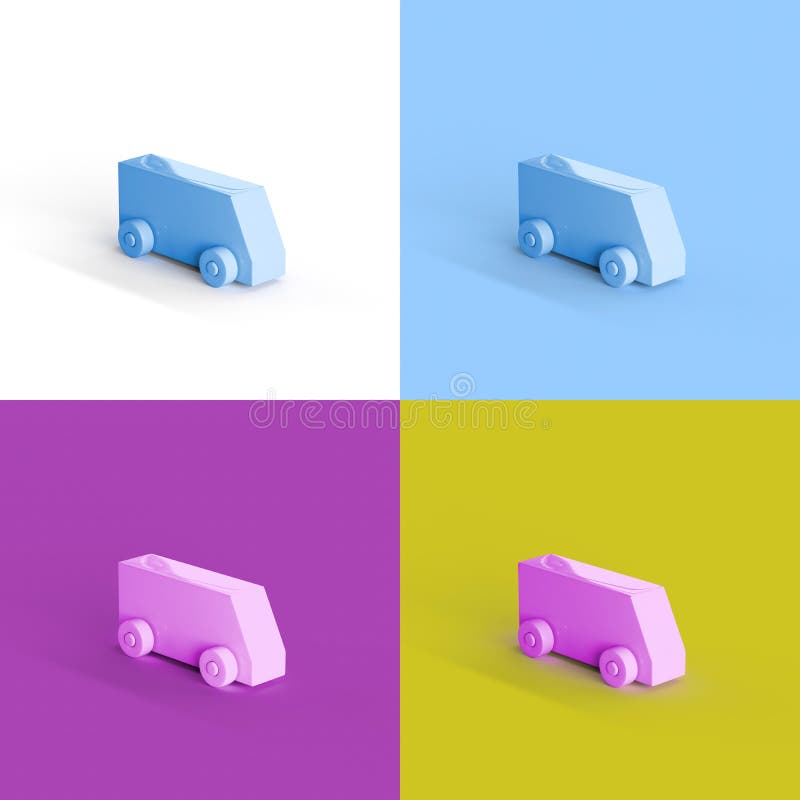 Collage of 3D Rendered Minimalistic Cars in Four Different Vibrant ...