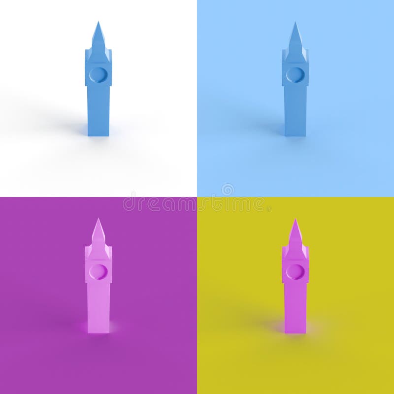 Collage of 3D Rendered Minimalistic Clock Tower Simple in Four ...