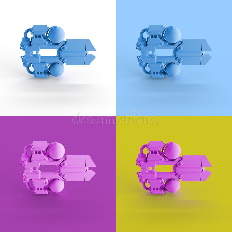 Collage of 3D Rendered Minimalistic Symmetrical Engine in Four ...