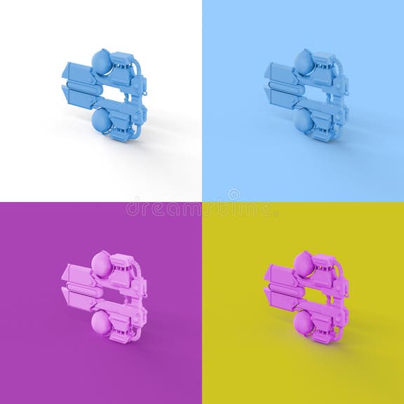 Collage of 3D Rendered Minimalistic Symmetrical Engine in Four ...
