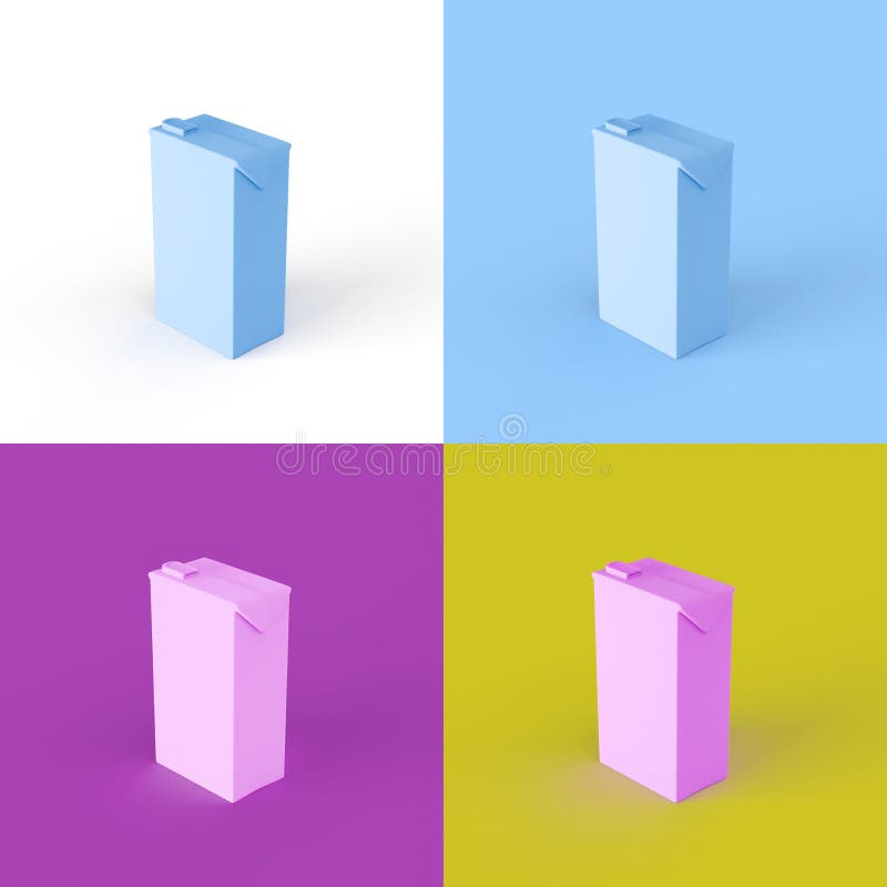 Collage of 3D Rendered Paper Packaging in Four Different Vibrant Colors ...