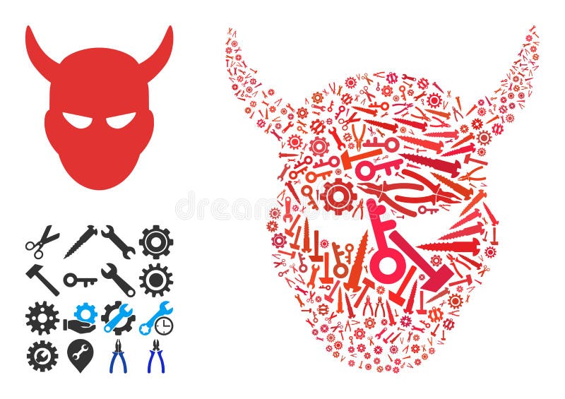 Collage Daemon Head of Industrial Tools Stock Vector - Illustration of ...