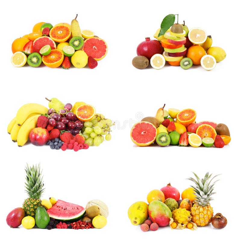 Collage De Fruit Sur Le Fond Blanc Photo stock - Image du concept ...