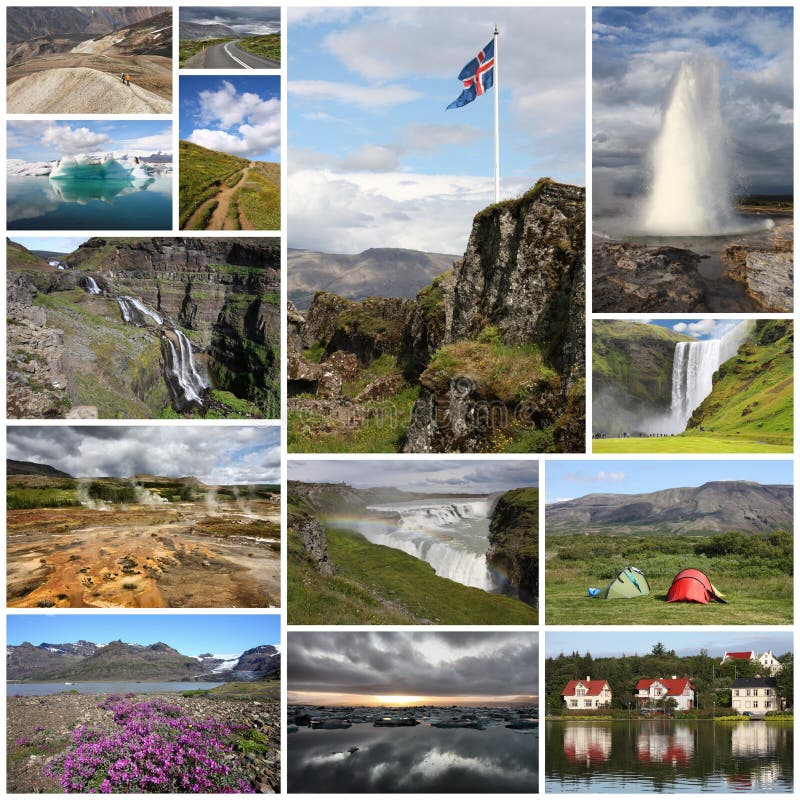 Collage de Islandia imagen de archivo. Imagen de foto - 37389687