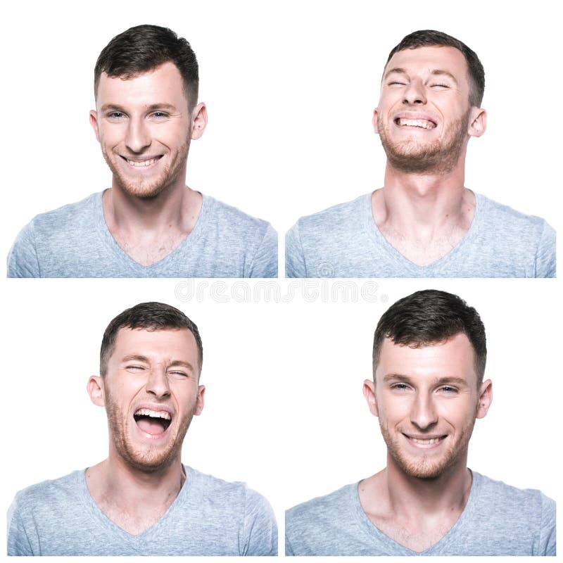 Collage De Joyfull, Expressions Heureuses De Visage Photo stock - Image ...