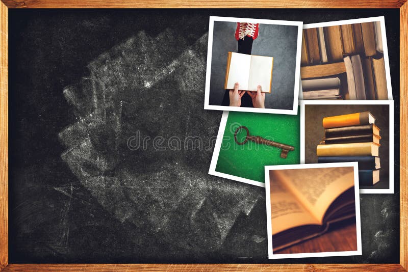 Collage De La Foto De Los Libros De Lectura Imagen de archivo - Imagen ...