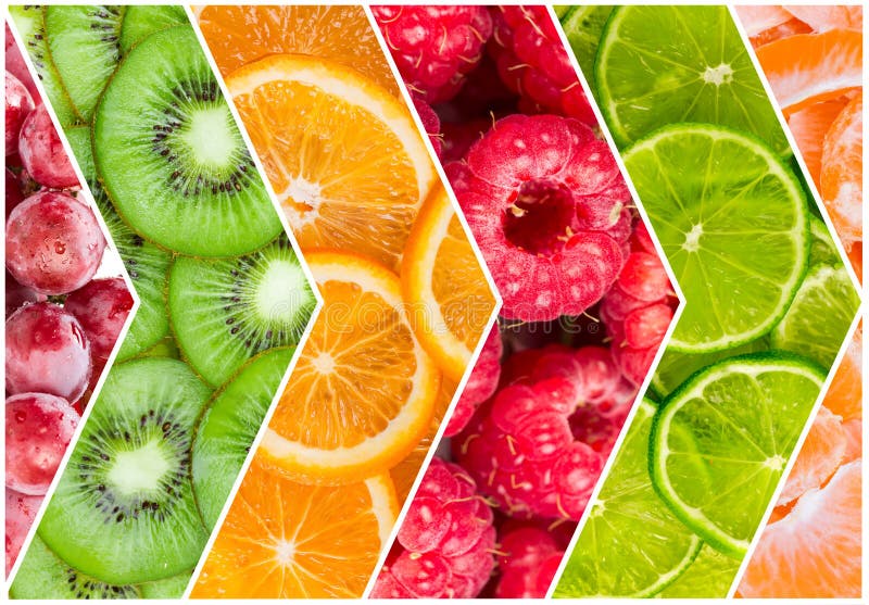 Collage de frutas frescas imagen de archivo. Imagen de bayas - 32867627