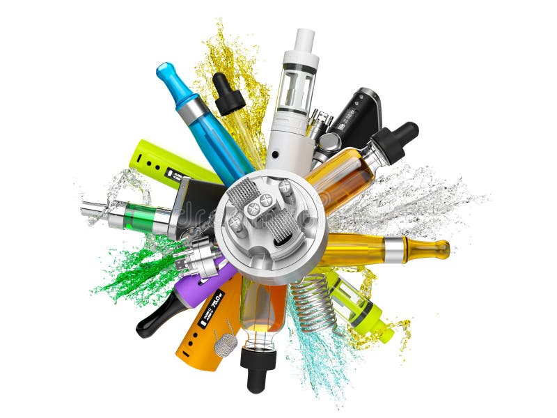 Collage De La MOD De La Batería Del Ecig De Vaping Aislado Stock de ...