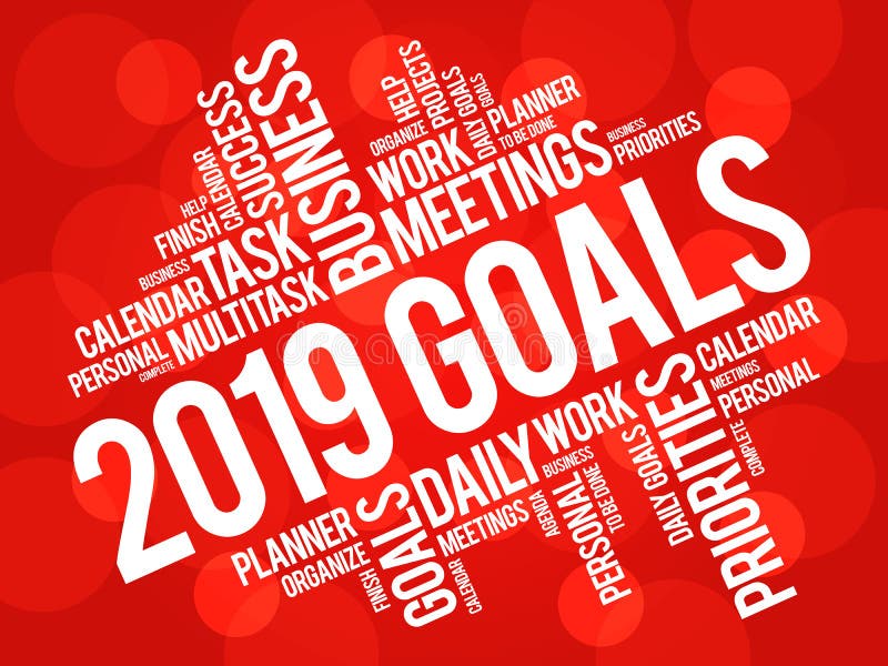 Collage De La Nube De La Palabra De 2019 Metas Stock de ilustración ...