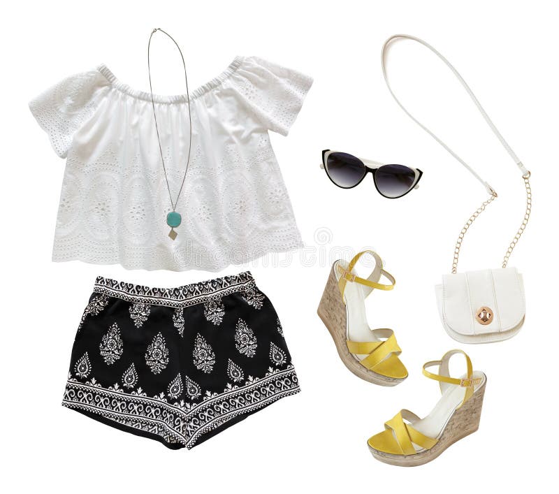 Collage De La Ropa Del Verano Aislada En Blanco Foto de archivo ...