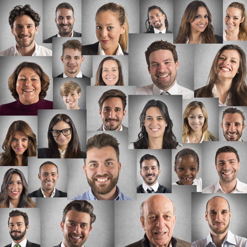 Gente feliz del collage foto de archivo. Imagen de confidente - 65003176