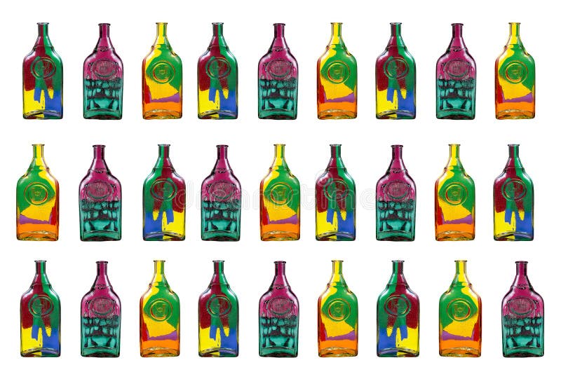 Collage De Las Botellas De Cristal Con Un Modelo Abstracto Foto de ...