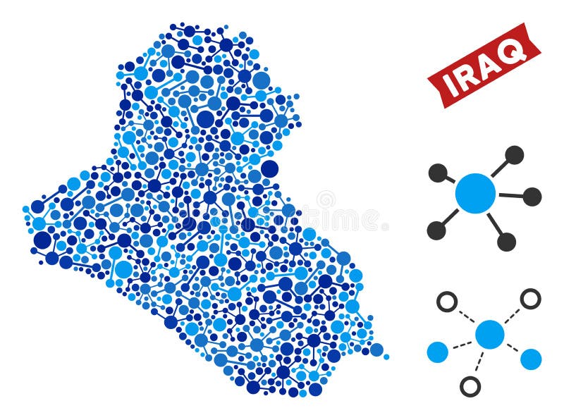 Collage De Las Conexiones Del Mapa De Iraq Ilustración del Vector ...