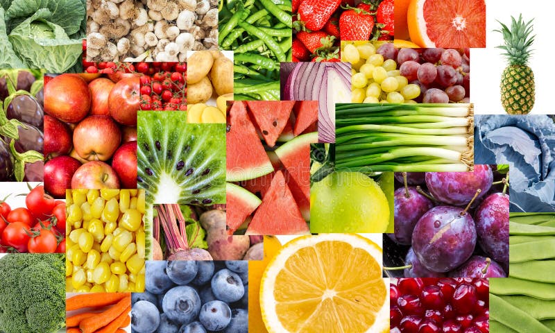 Collage De Las Frutas Y Verdura Imagen de archivo - Imagen de fondo ...
