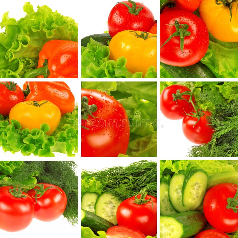 Collage De Nueve Verduras Frescas Foto de archivo - Imagen de productos ...
