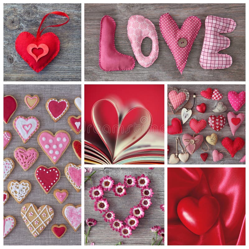 Collage de los corazones foto de archivo. Imagen de madera - 38101890