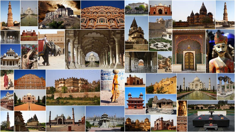 COLLAGE DE MONUMENTS EN INDE Photo stock - Image of ambre, temple: 83365026