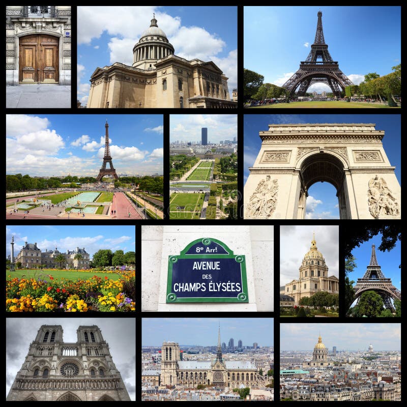 Collage De La Foto De La Torre Eiffel Foto de archivo - Imagen de ...