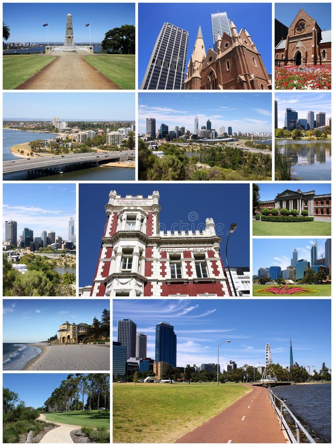 Collage de Perth foto de archivo. Imagen de australia - 76896608