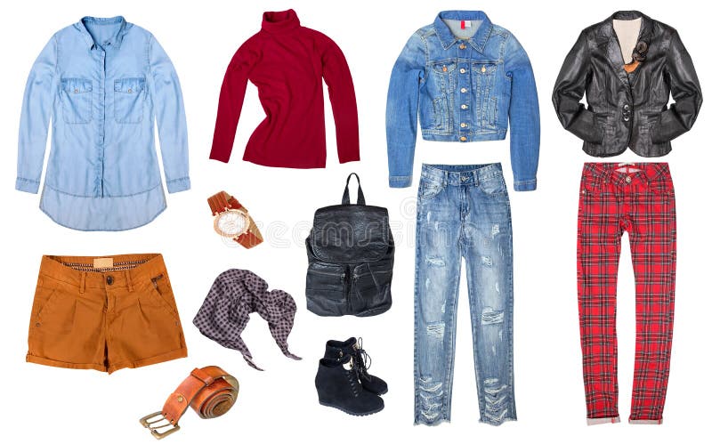 Collage De Ropa De Mujer Aislado De Fondo Blanco, Tendencias De Moda ...