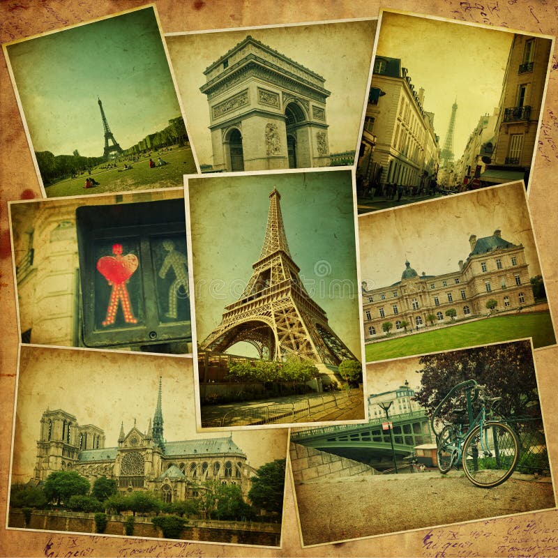 Collage De Vintage. Blanc De Voyage De Paris. Image stock - Image du ...