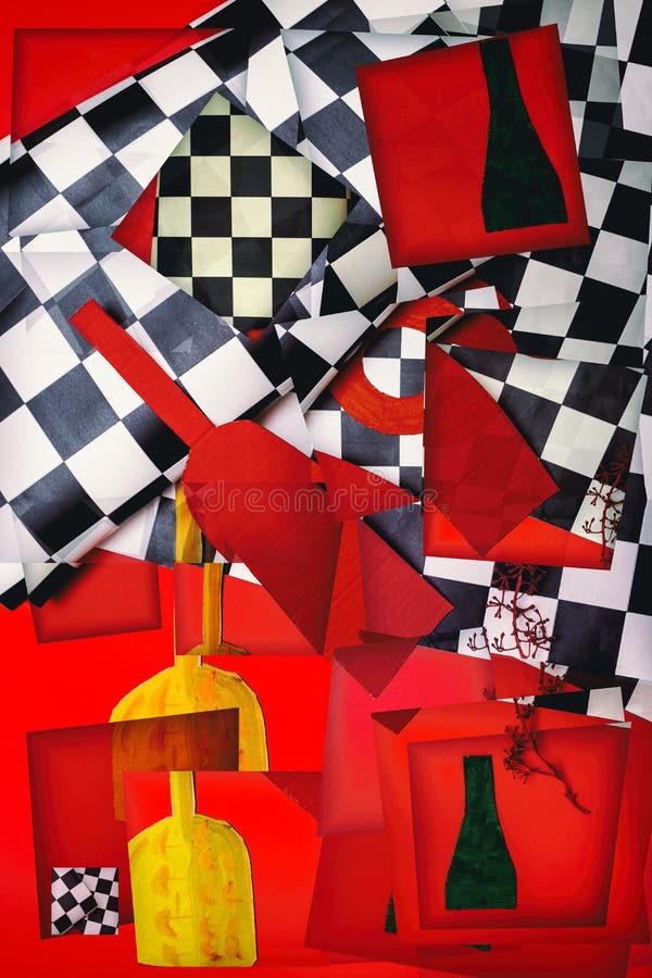 Collage of Decorative Still Life with Cut-out Cardboard Bottles Stock ...